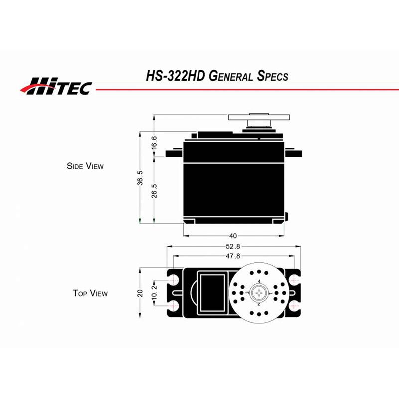 Hitec RCD Inc. HS-322HD Standard Analog Karbonite Gear Aircraft Servo ...