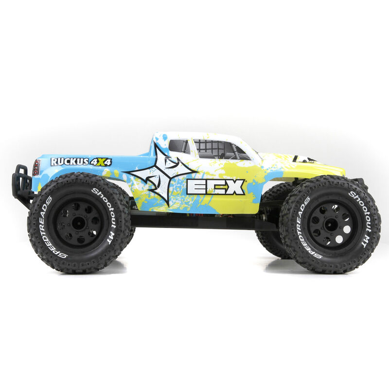 ECX 1/10 Ruckus 4WD Monster Truck Brushed RTR, Blue/Yellow | Horizon Hobby