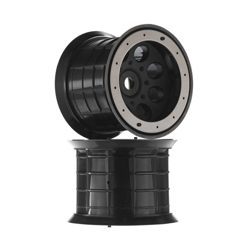 Axial 1/8 Oversize 8-Hole 3.8 Beadlock Wheels, 17mm Hex, Black (2) | Horizon Hobby