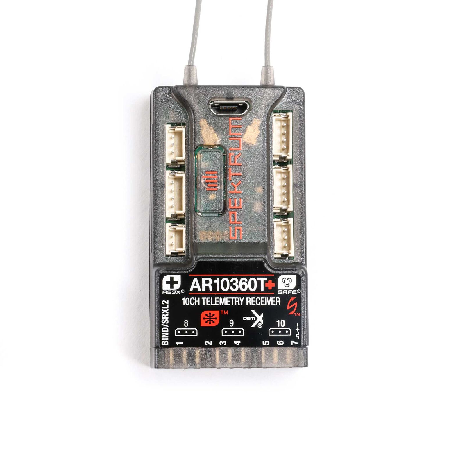 Spektrum AR10360T+ DSMX 10-Channel AS3X+ & SAFE Telemetry Receiver ...