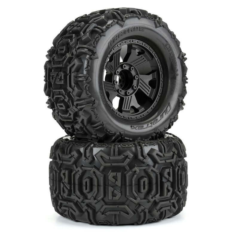 Duratrax 1/8 Warthog F/R 3.8" MT Tires Mounted 17mm Black Ripper (2 ...