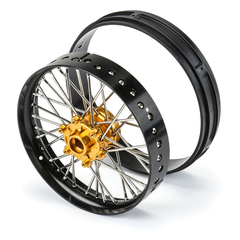 Pro-Line Racing 1/4 Pro-Spec Aluminum V2 Bead Front Wheel Black/Gold (1 ...