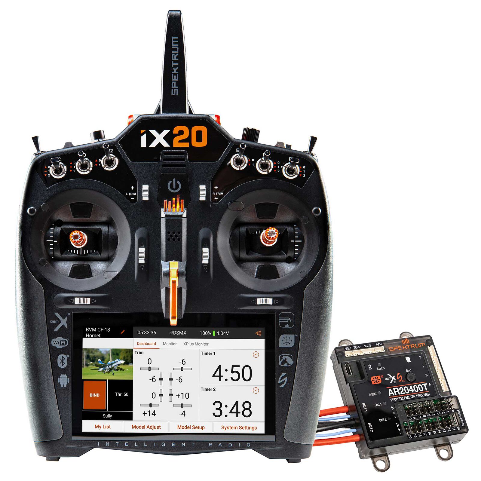 Spektrum iX20 20-Channel DSMX Transmitter Combo with AR20400T PowerSafe ...