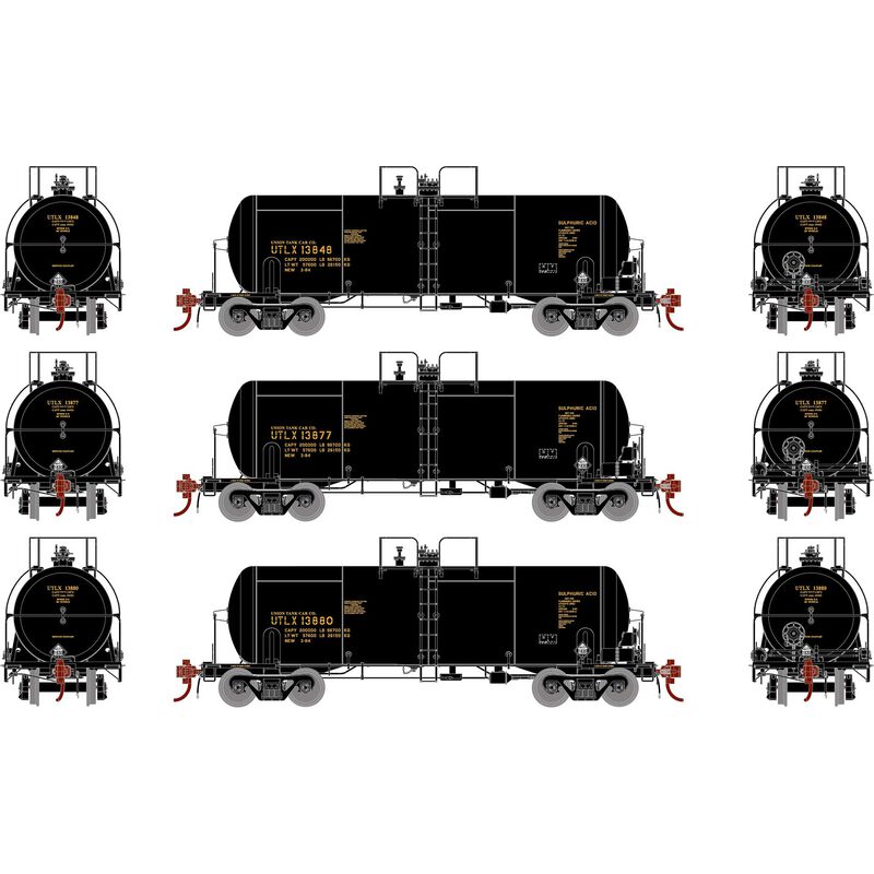 Athearn HO 13,600-Gallon Acid Tank, UTLX/Black (3) | Horizon Hobby