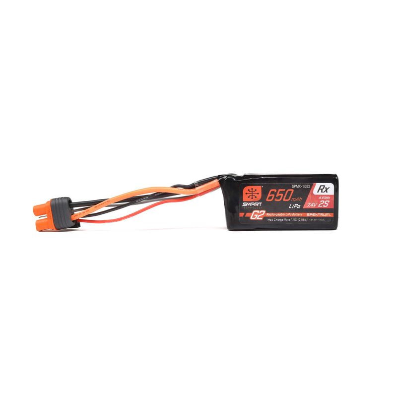 Spektrum Accessories 7.4V 650mAh 2S 15C Smart G2 Receiver LiPo Battery ...