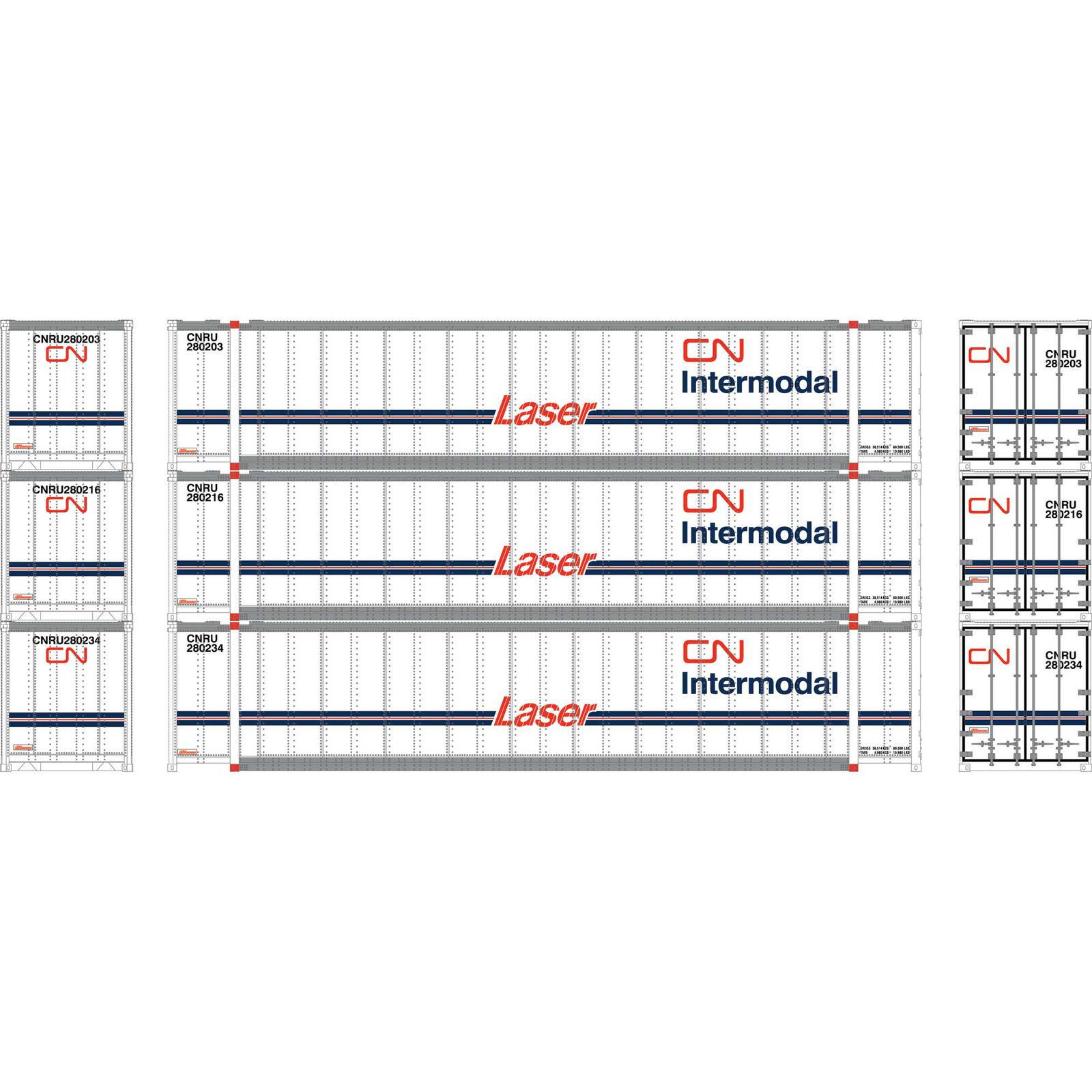 Athearn N 48' Containers, CNRU #280203 / 280216 / 280234 (3) | Horizon ...