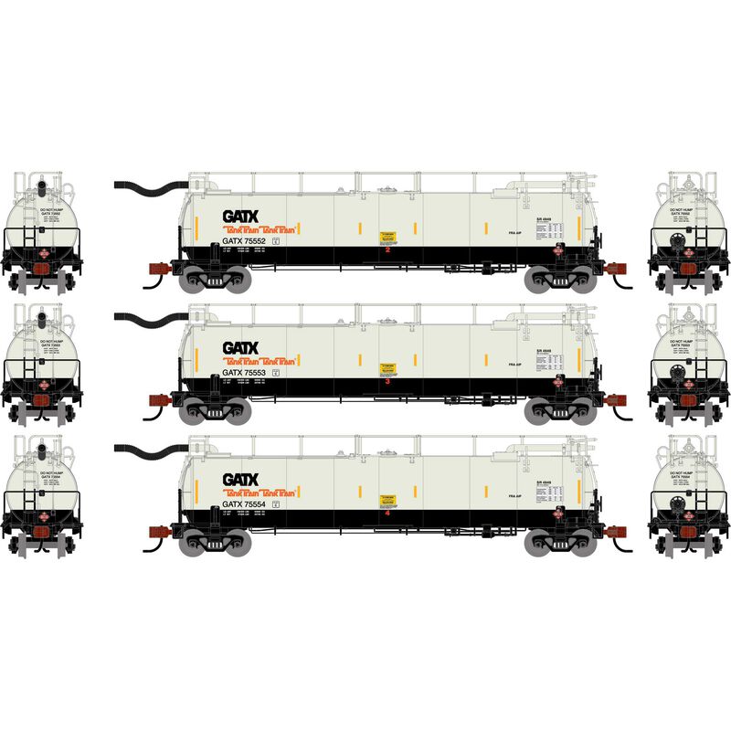 Athearn N TankTrain Intermediate, GATX White/Black #75552/75553/75554 ...