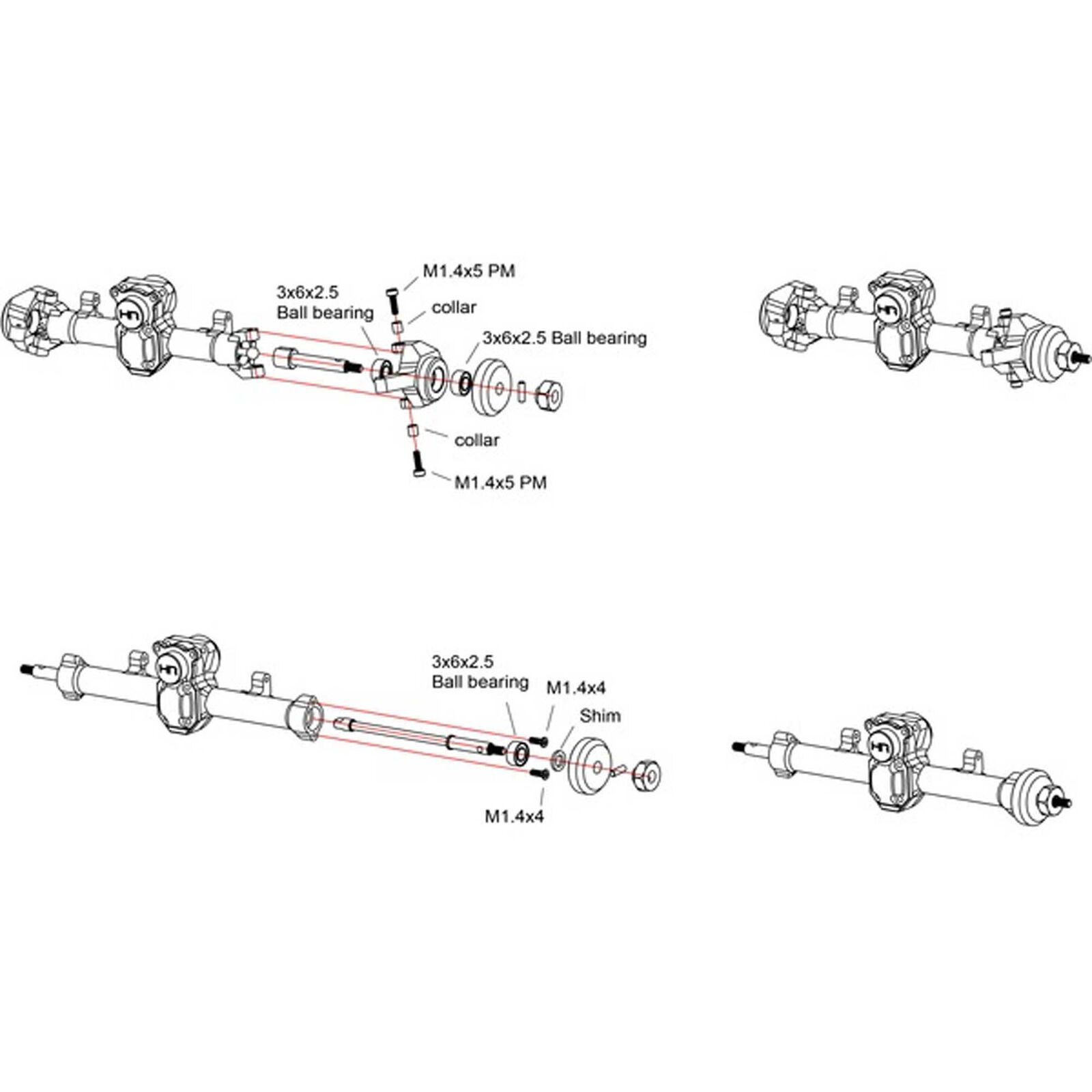 Hot Racing +4mm Steel Axles Brass Weights (4): SCX24 | Horizon Hobby