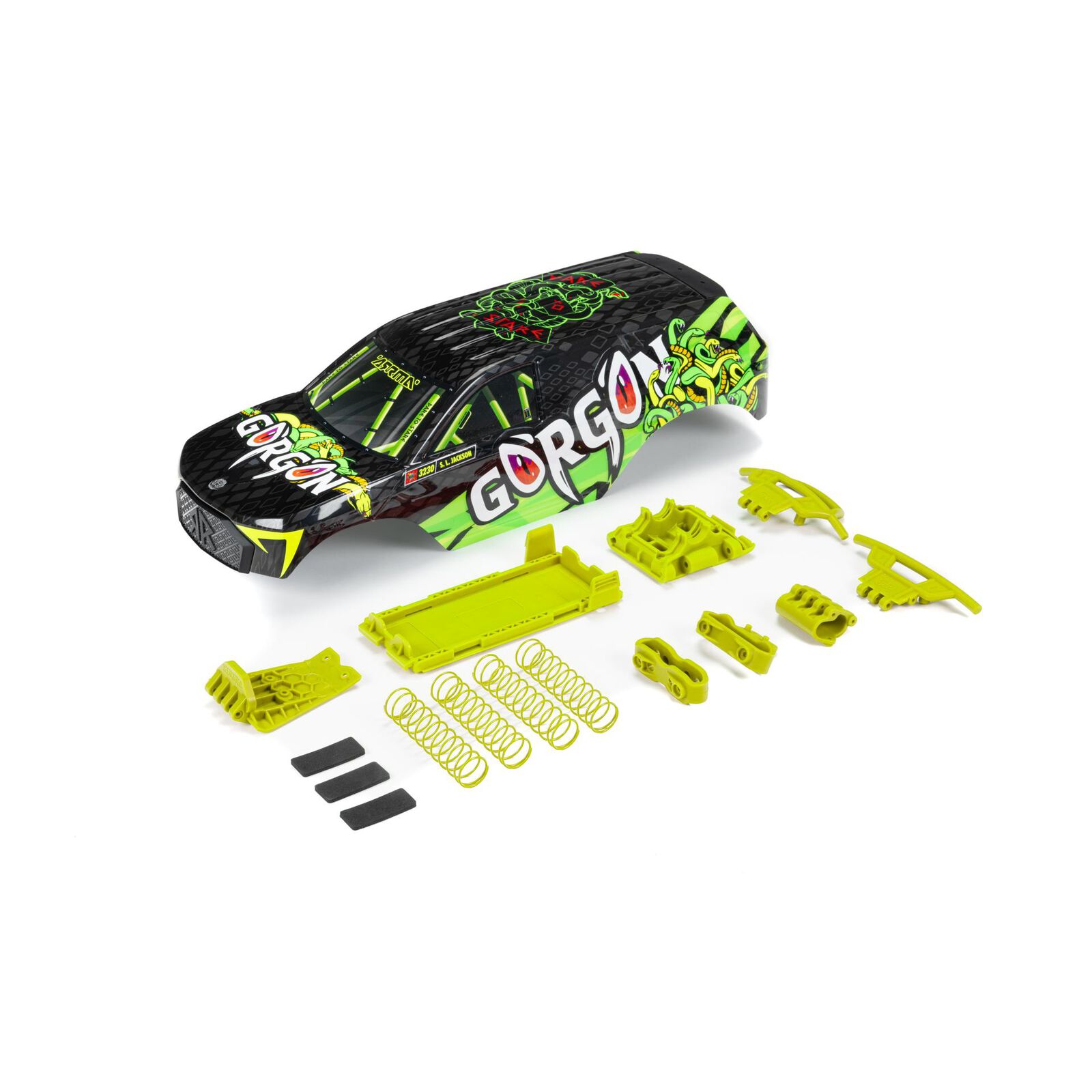 ARRMA GORGON Painted Decaled Body Set, Fluorescent Yellow | Horizon Hobby
