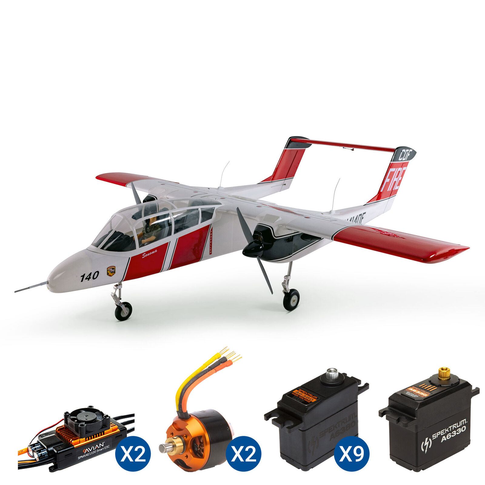 Hangar 9 OV-10 Bronco 20cc ARF with Landing Gear Set, Spektrum Avian ...