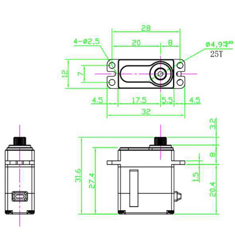 REEFS RC 99 Micro Digital Metal Gear Waterproof Servo, Brass Edition ...