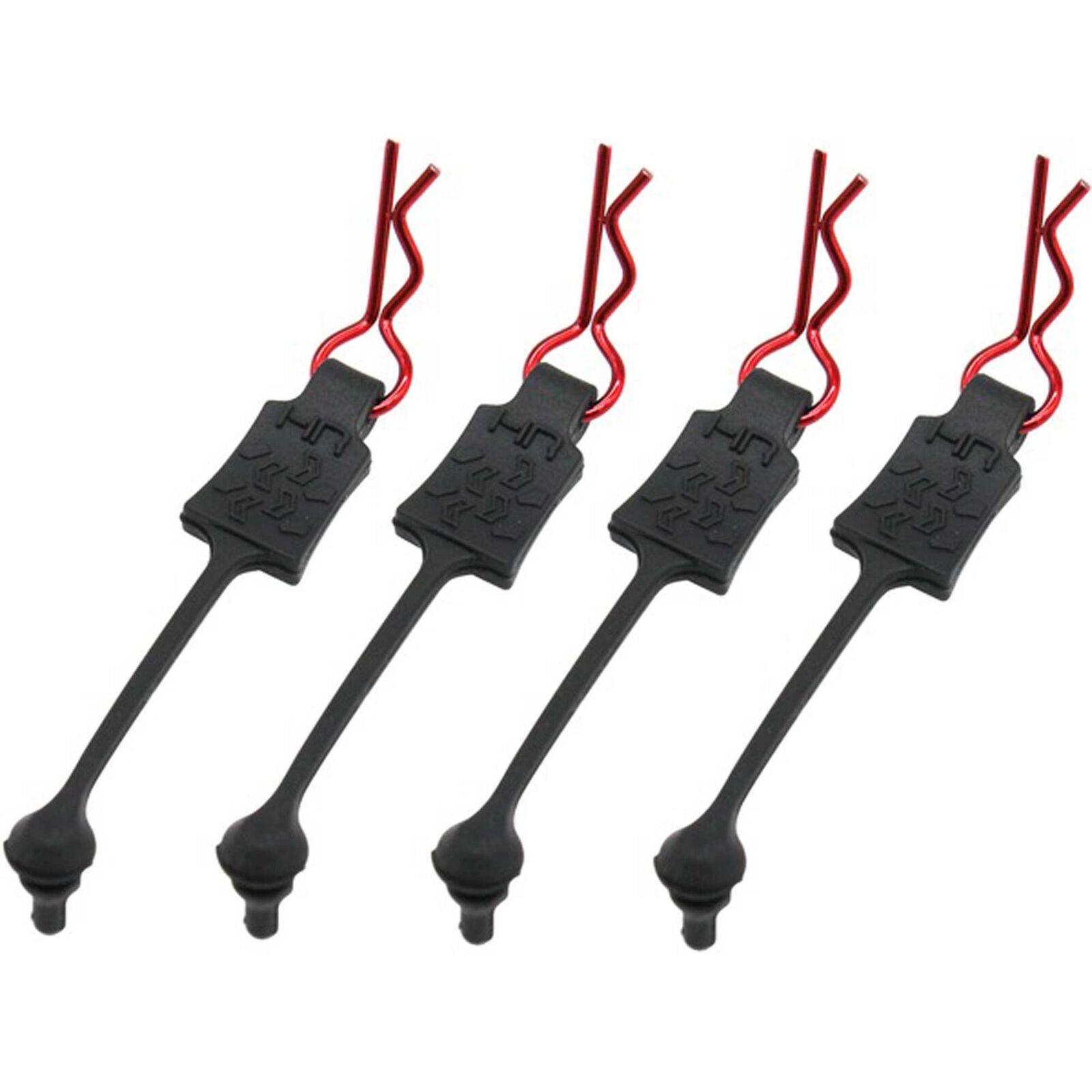 Hot Racing Body Clip Retainers, Red (4): 1/10 | Horizon Hobby