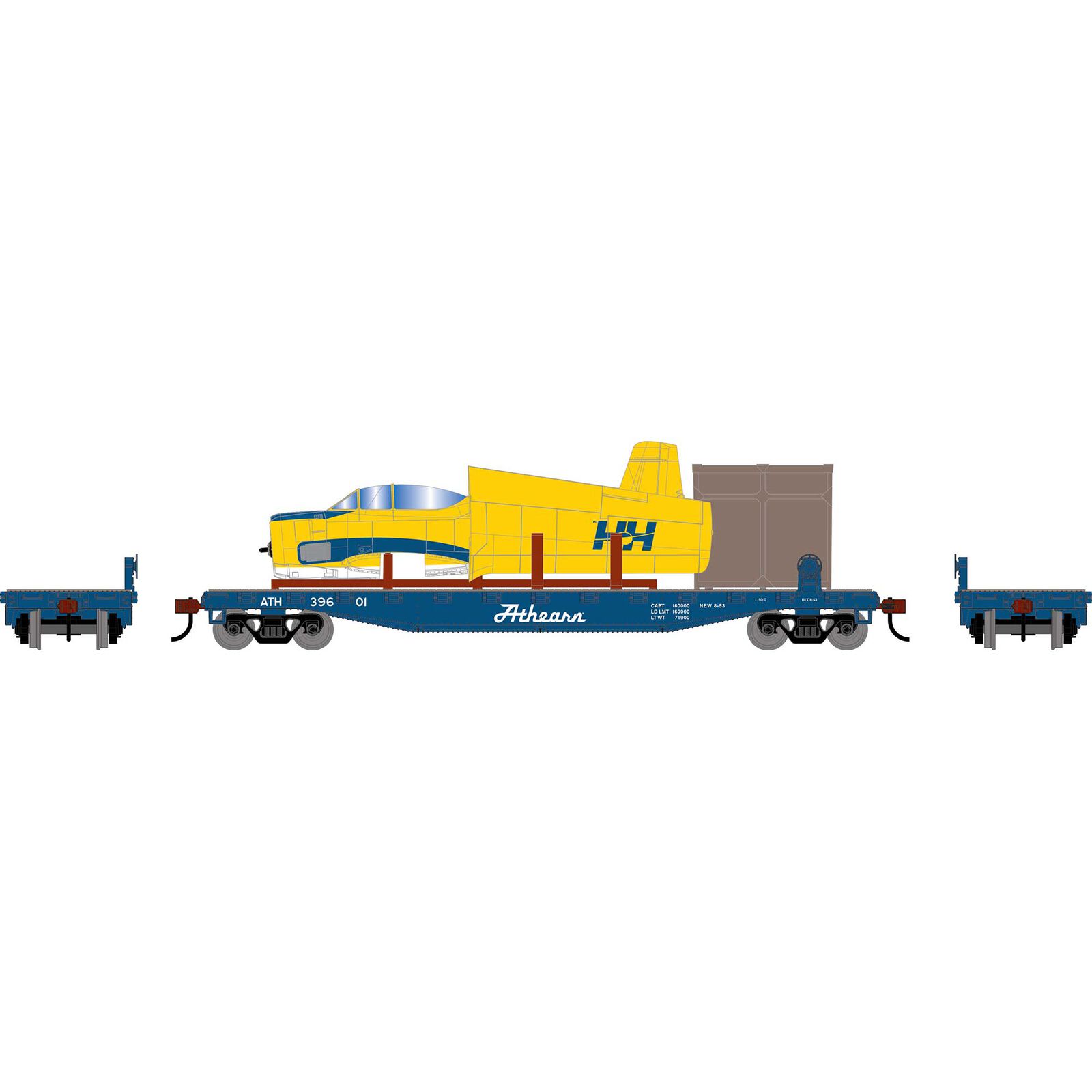 Athearn HO ATH 50' Flat Car w/T-28B Trojan Airplane, Flat Car- ATH ...