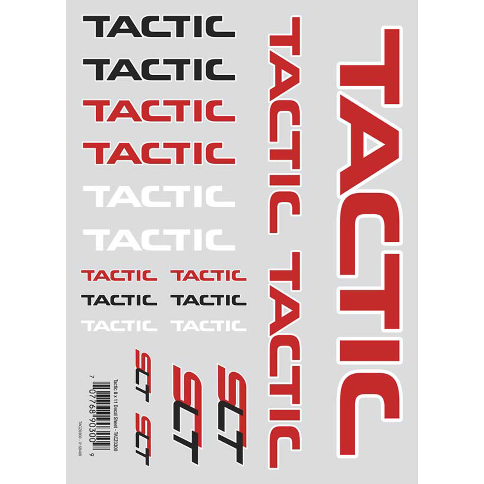 Tactic RC Die Cut Decal Sheet, 8x11" | Horizon Hobby
