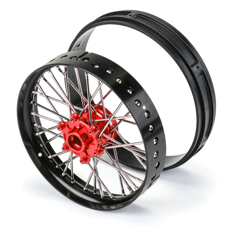 Pro-Line Racing 1/4 Pro-Spec Aluminum V2 Bead Front Wheel Black/Red (1 ...