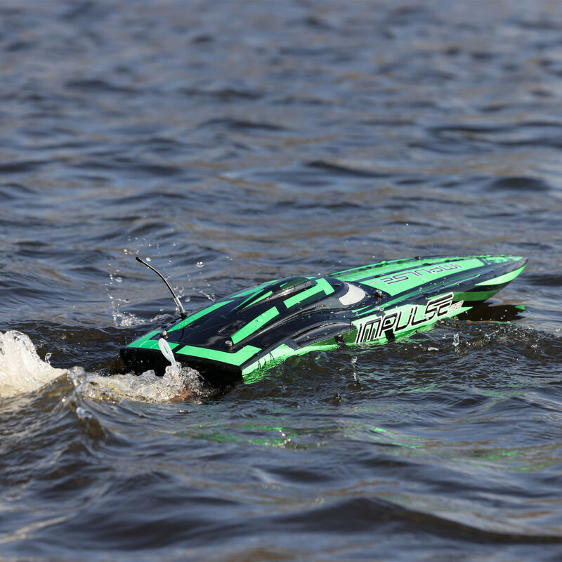 Pro Boat Impulse 32" Brushless Deep-V RTR with Smart, Black/Green | Horizon Hobby