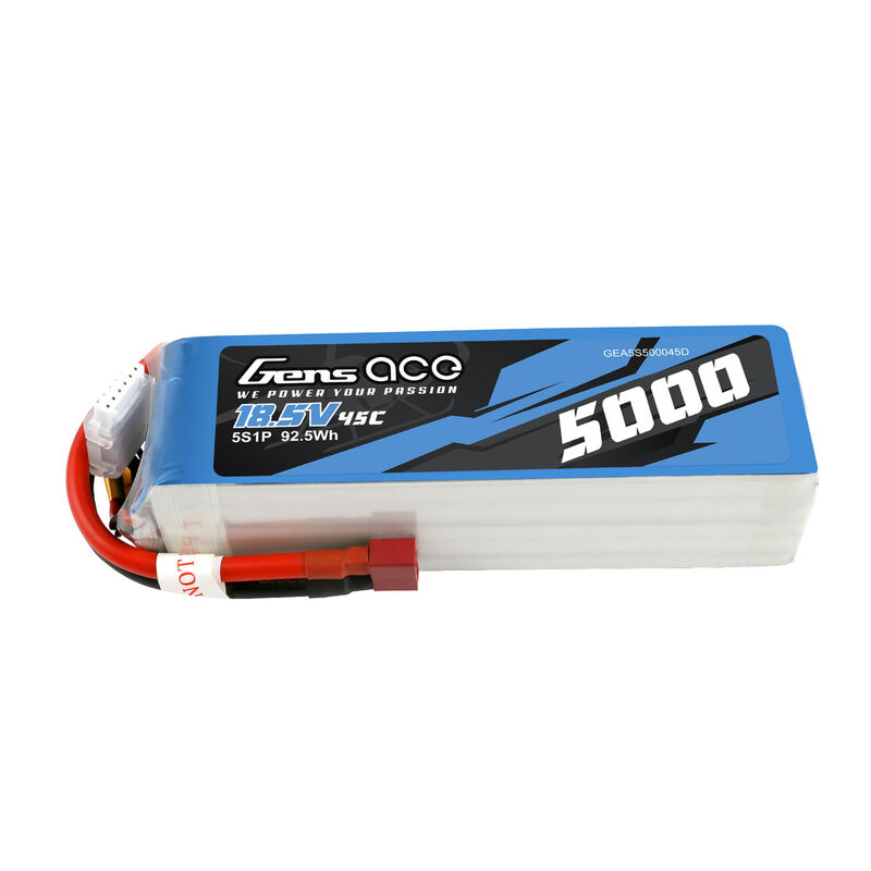 Gens ace 18.5V 5000mAh 5S 45C LiPo Battery: Deans | Horizon Hobby