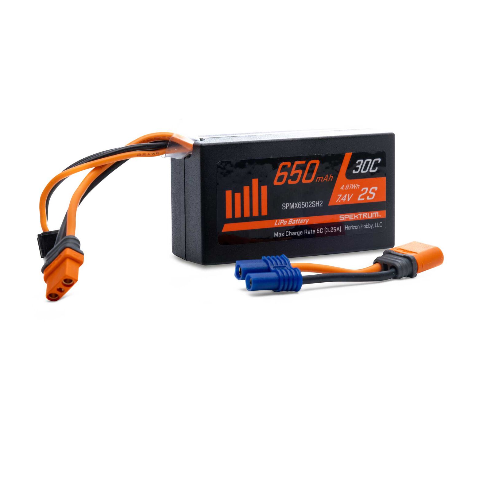 Spektrum 7.4V 650mAh 2S 30C LiPo Battery: IC2 | Horizon Hobby