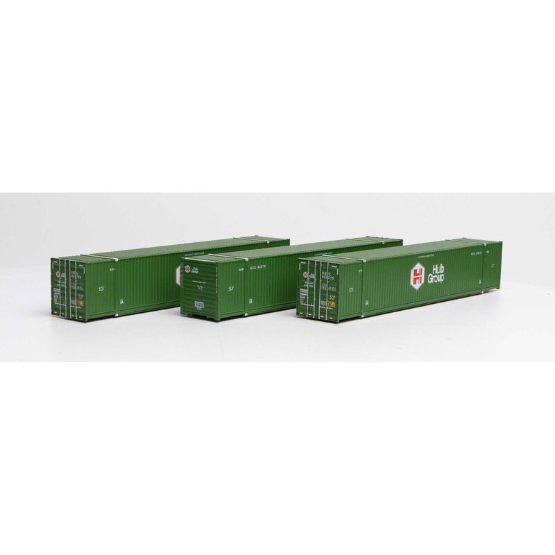 Athearn HO RTR 53' CIMC Container, HUB Group (3) | Horizon Hobby