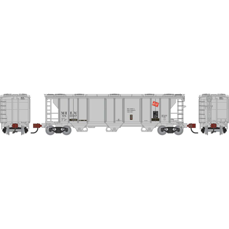 Athearn N PS-2 2893 3-Bay Covered Hopper, MILW Primed For Grime #98007 ...