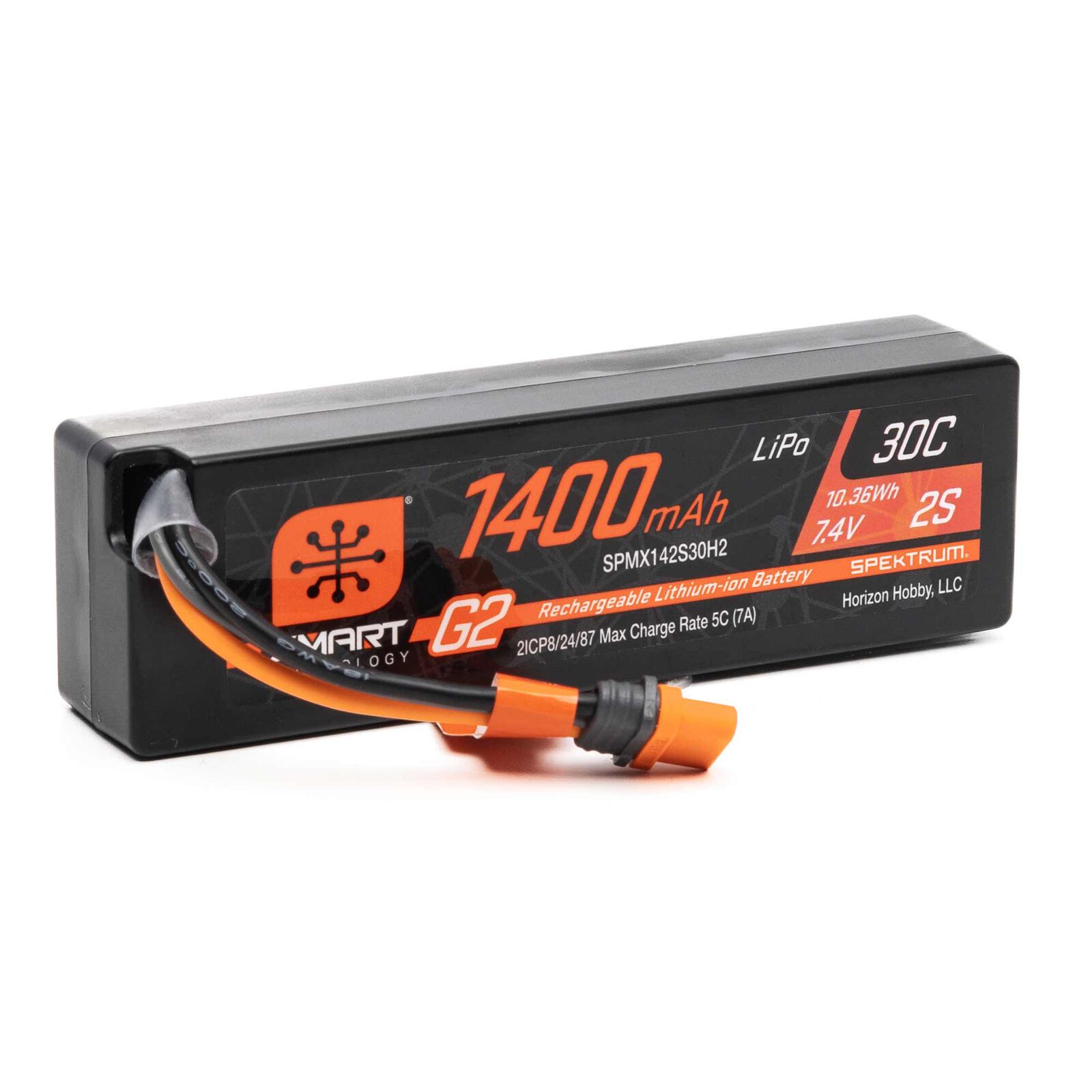 Spektrum Accessories 7.4V 1400mAh 2S 30C Smart G2 LiPo Battery: IC2 ...