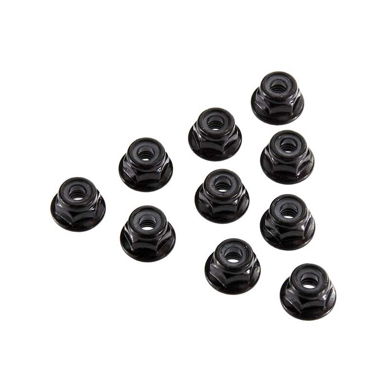 Axial 4mm Serrated Nylon Lock Nut, Black (10) | Horizon Hobby