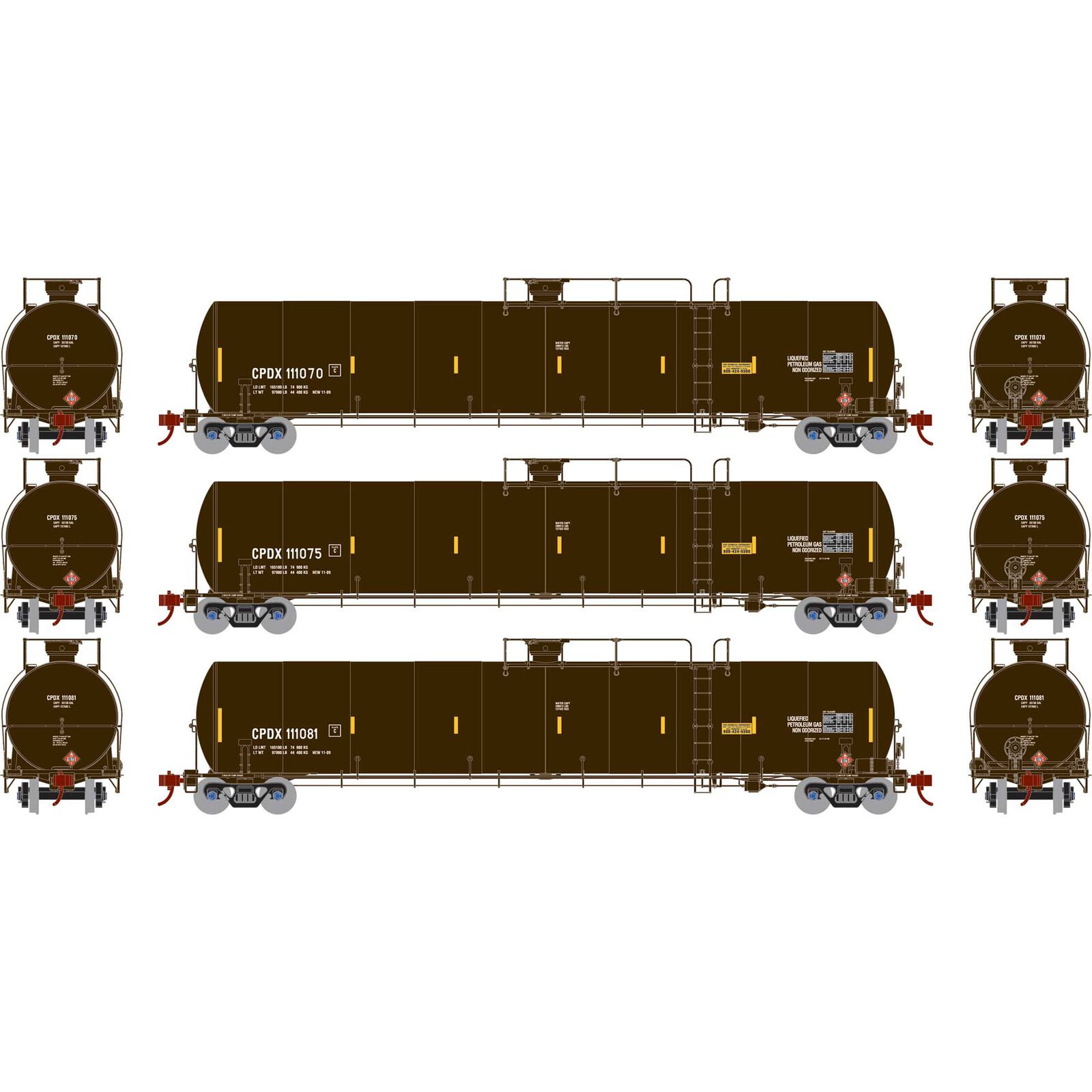 Athearn HO 33,900-Gallon LPG Tank, CPDX #2 (3) | Horizon Hobby