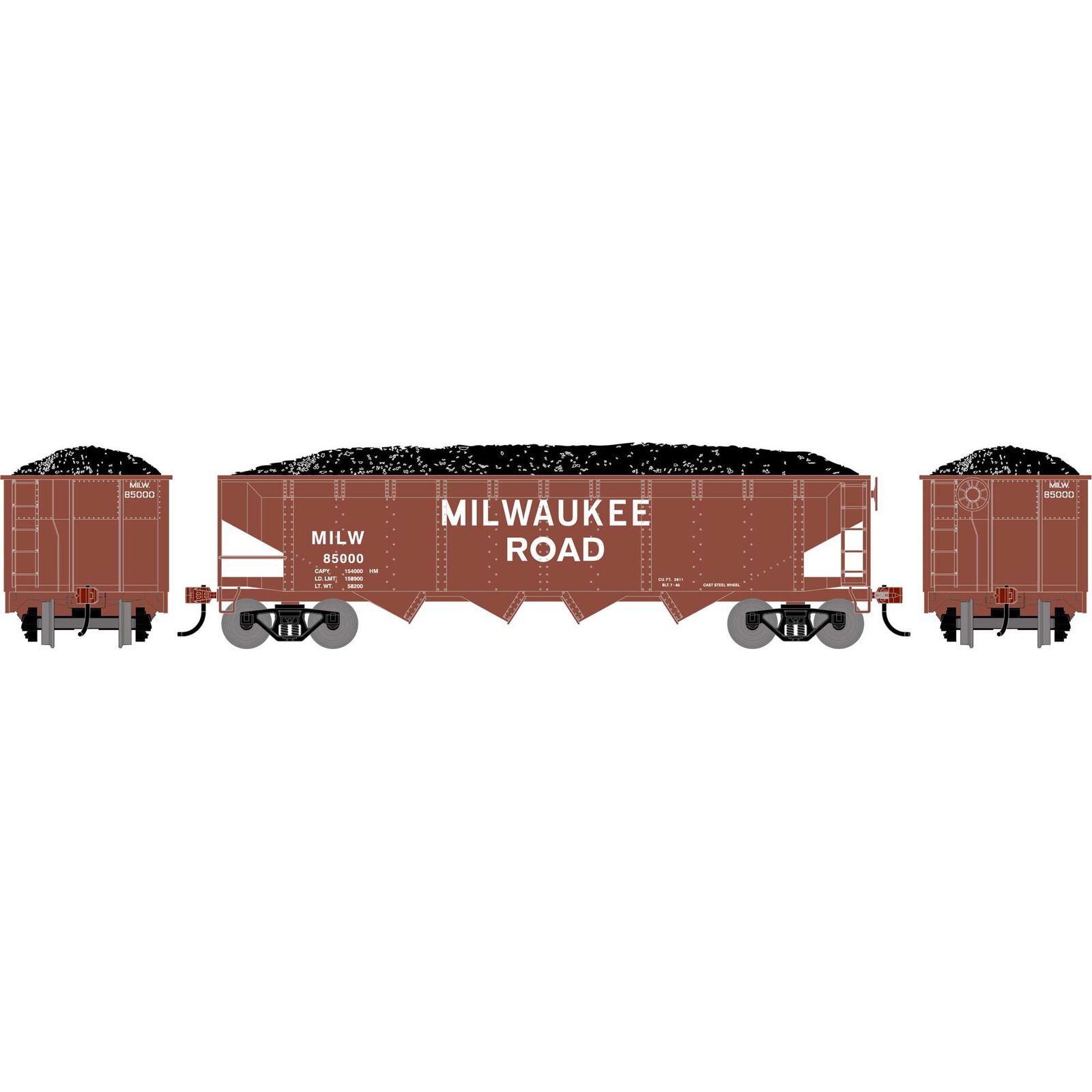 Athearn HO ATH 40' 4-Bay Offset Hopper with Load, MILW #85000 | Horizon ...