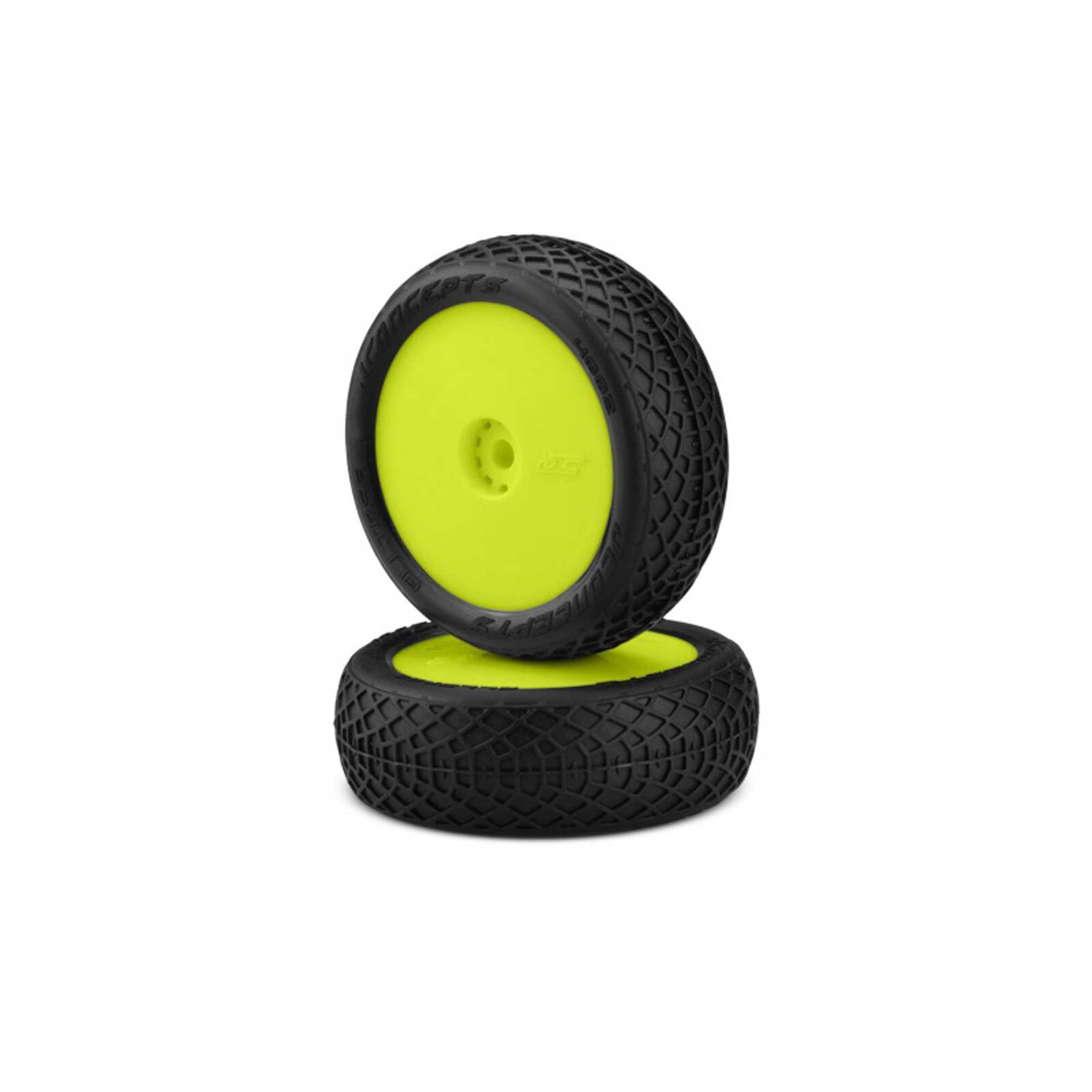 JConcepts, Inc. 1/16 Ellipse Pre-Mounted Front Mini-B Tires, Yellow Wheels, Green Compound (2 ...