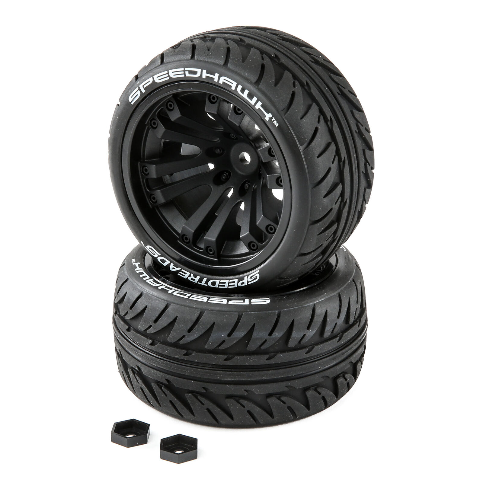 Duratrax SpeedTreads Speedhawk Tires Mounted (2): 1/10 Stadium/Monster ...