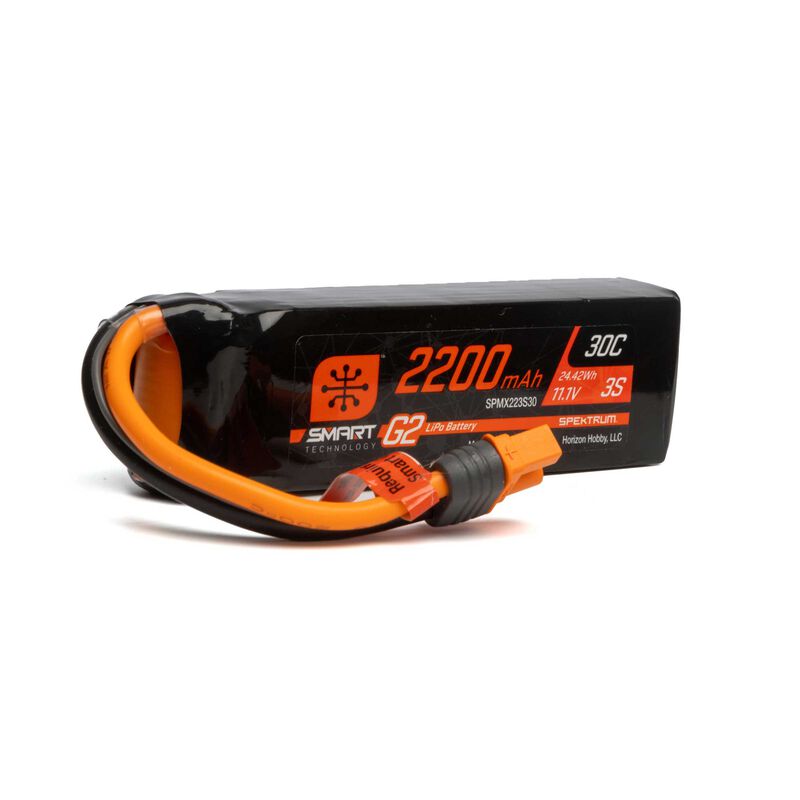 Spektrum Accessories 11.1V 2200mAh 3S 30C Smart G2 LiPo Battery: IC3 | Horizon Hobby