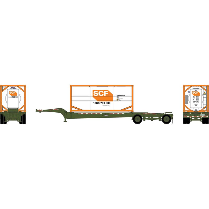 Athearn HO Drop-Frame Spread-Axle Chassis with Container, Chassis ...