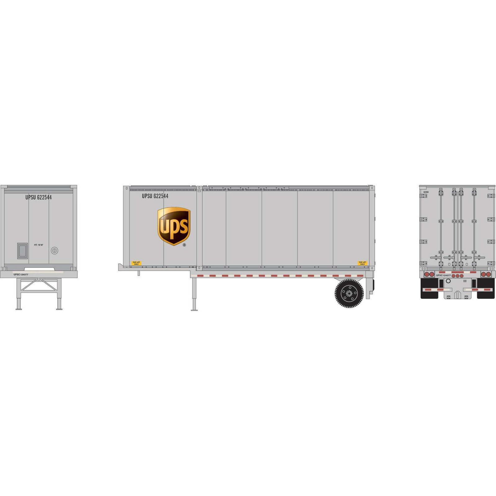Athearn HO 28' Container & Chassis, Container- UPSU #622544/Chassis ...