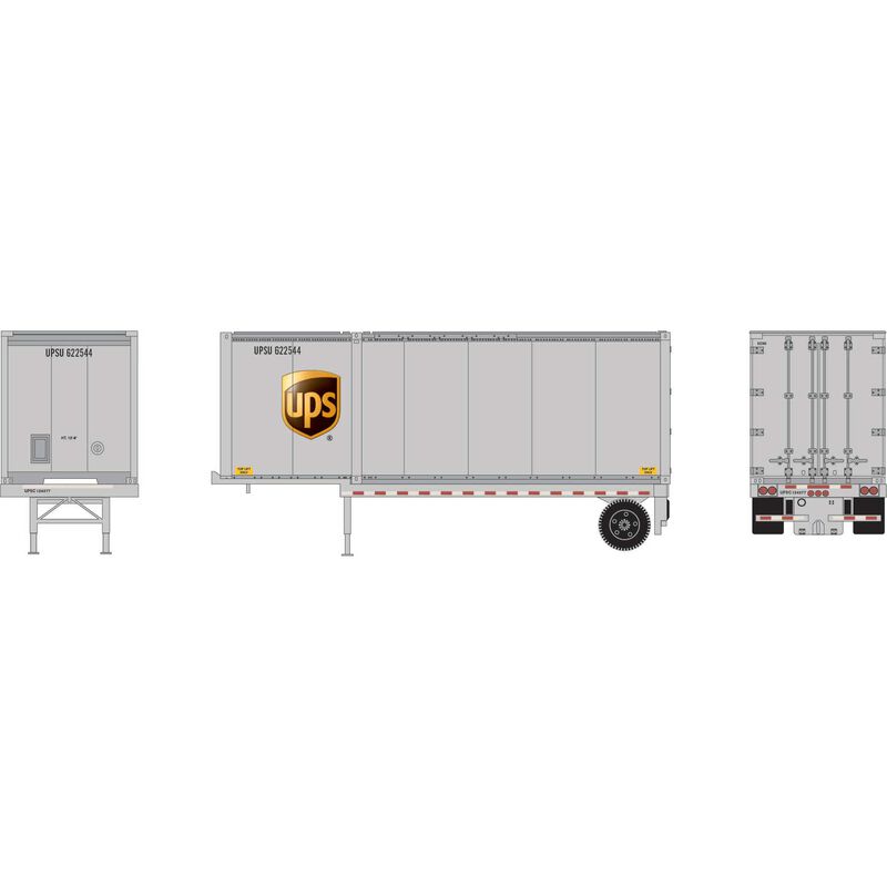 Athearn HO 28' Container & Chassis, Container- UPSU #622544/Chassis ...