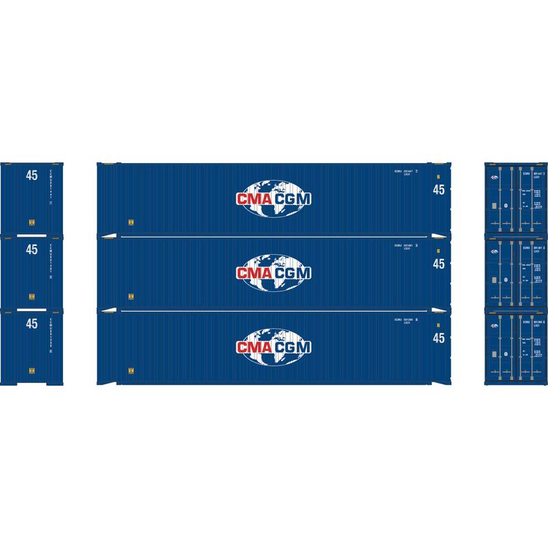 Athearn HO 45' Containers, ECMU #801390 6/801401 3/801447 7 (3 ...