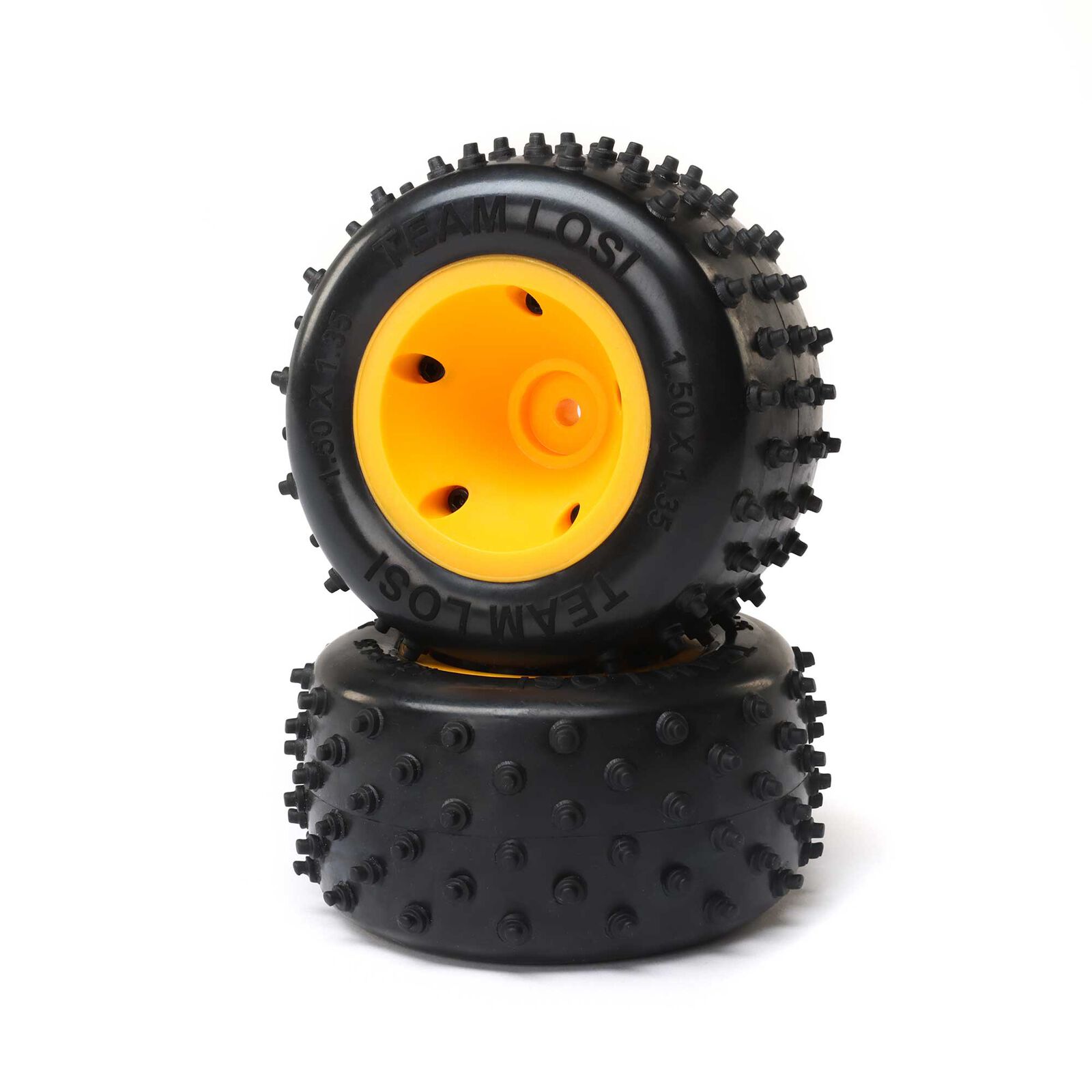 Losi 6 Row Rear Tires, Mounted, Orange(2): Mini JRXT | Horizon Hobby
