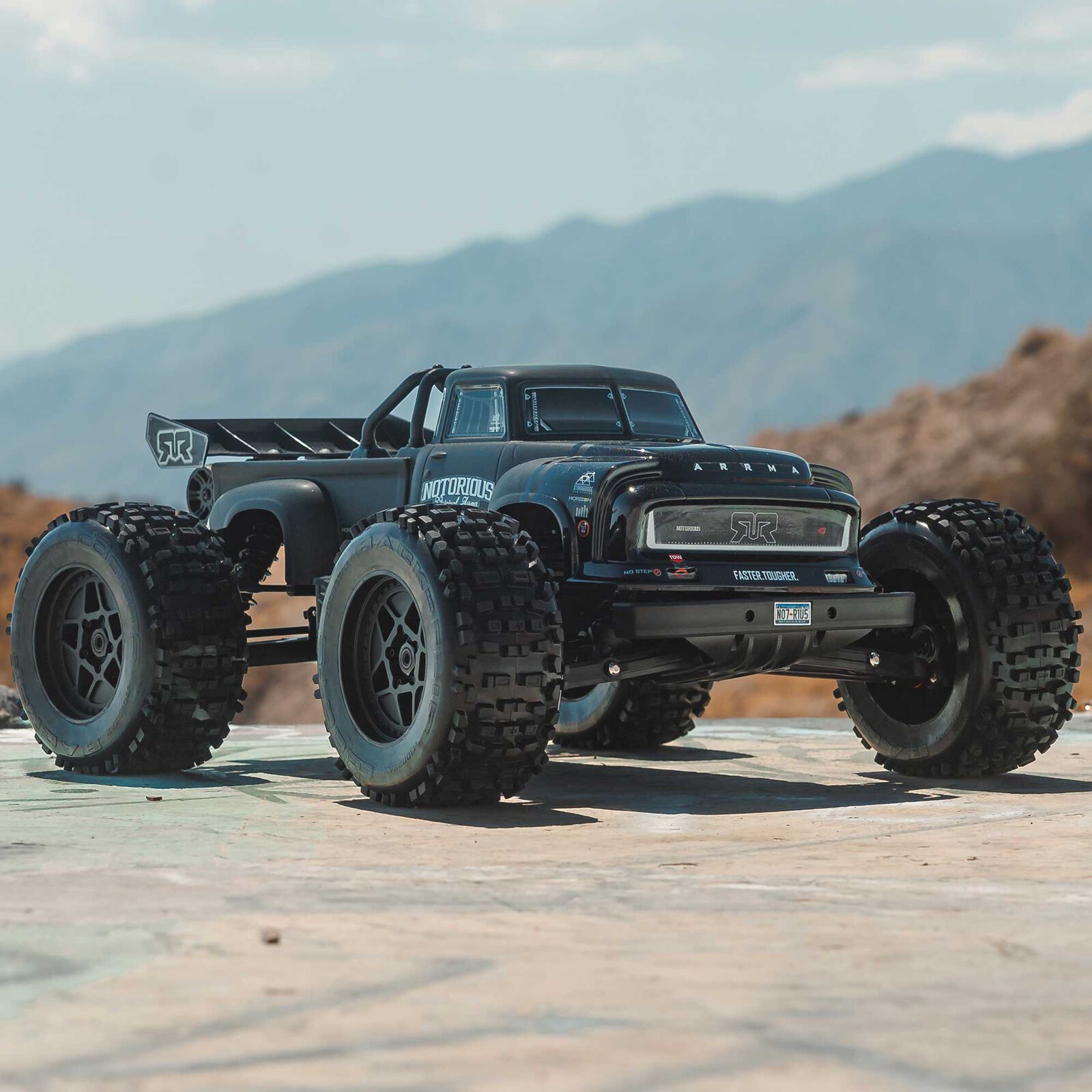 ARRMA 1/8 NOTORIOUS 6S 4X4 RTR Brushless Stunt Truck, Black | Horizon Hobby