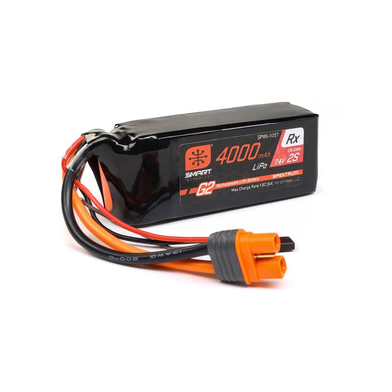 Spektrum Accessories 7.4V 4000mAh 2S 15C Smart G2 Receiver LiPo Battery ...