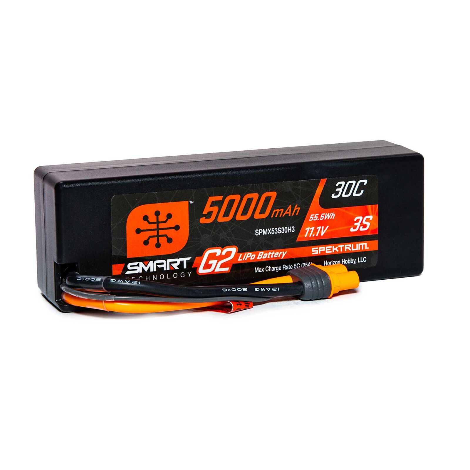 Spektrum Accessories 11.1V 5000mAh 3S 30C Smart G2 Hardcase LiPo Battery: IC3 | Horizon Hobby