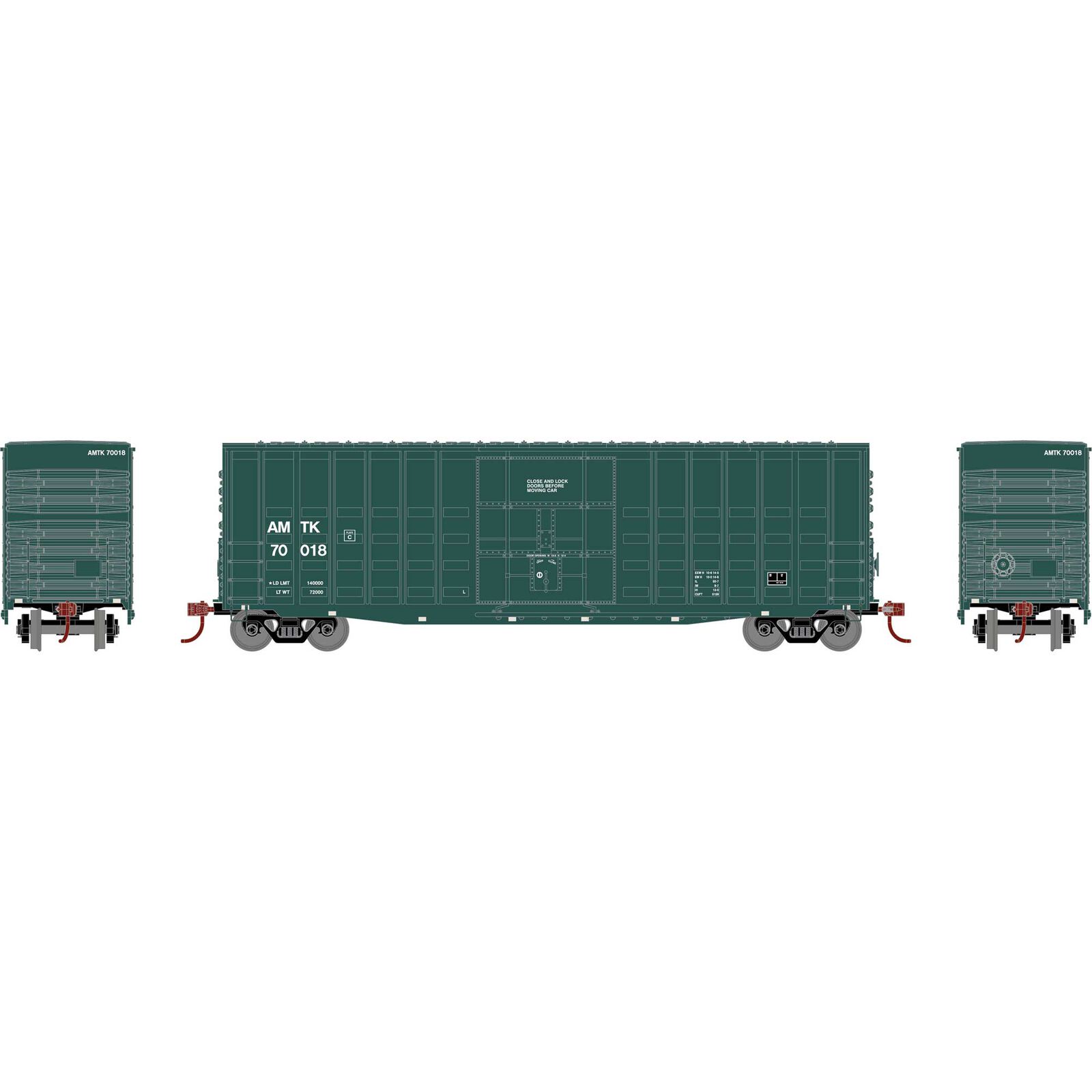 Roundhouse HO RND 50' Waffle High Cube Box Car, Amtrak (Green) #70018 ...