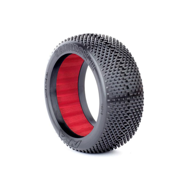 AKA PRODUCTS, INC. 1/8 Gridiron II Soft Long Wear Tires, Red Inserts (2 ...