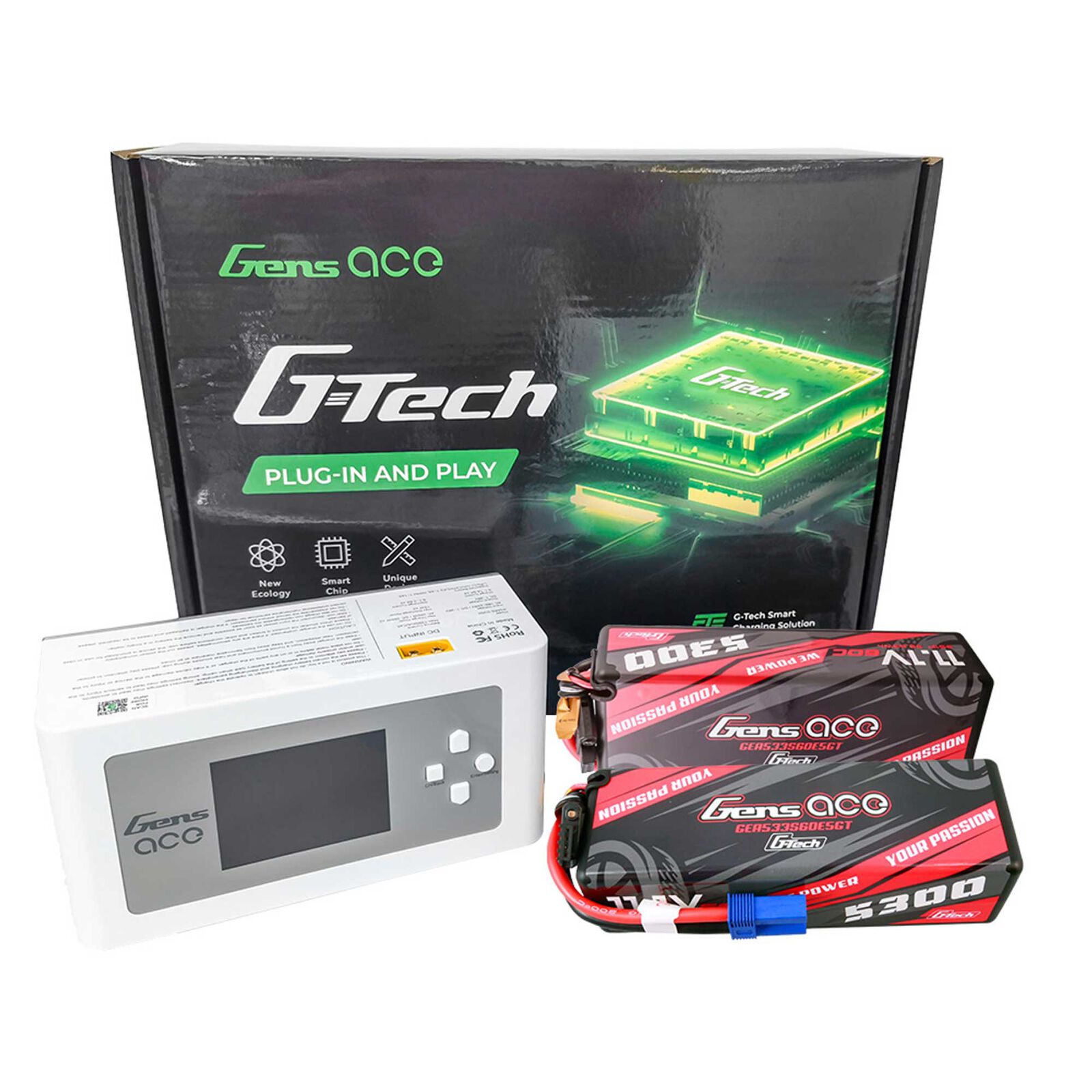 Gens ace G-Tech 2 batteries Bundle: 5300mAh 3S 60C hardcase EC5 x 2pcs ...