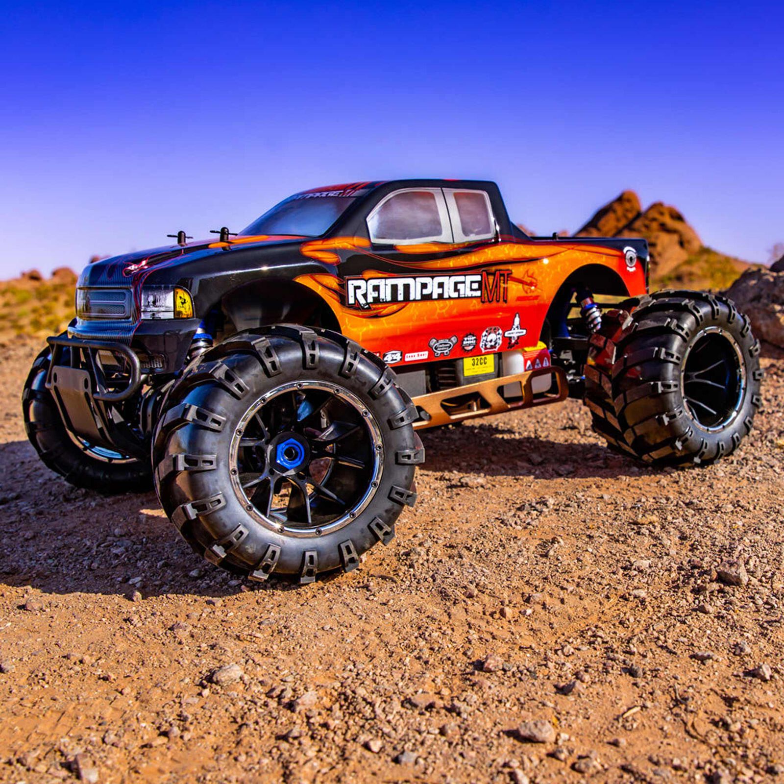 Redcat Racing 1/5 Rampage MT V3 4X4 Gas Monster Truck RTR, Orange Flame ...