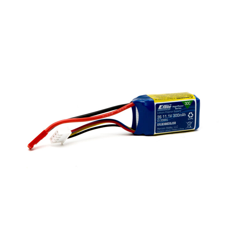 E-flite 11.1V 300mAh 3S 30C LiPo Battery: JST | Horizon Hobby