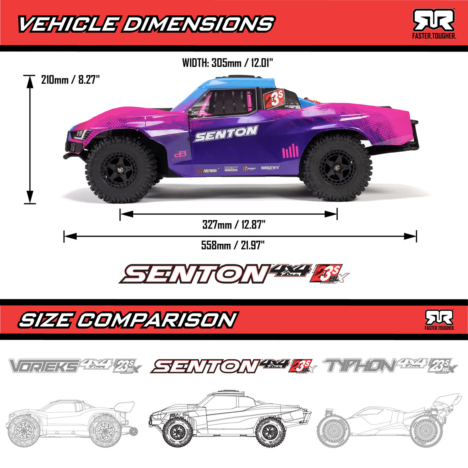 ARRMA 1/10 SENTON 223S DSC 4X4 RTR Brushless Short Course Truck, Yellow ...