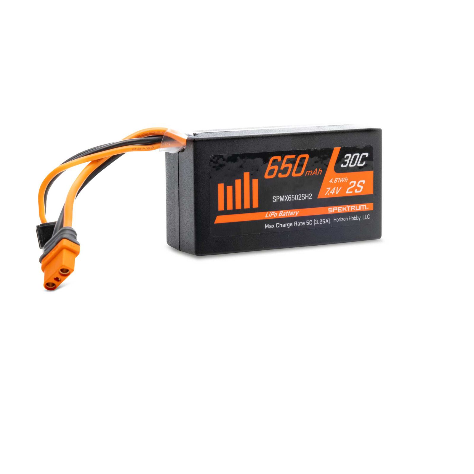 Spektrum 7.4V 650mAh 2S 30C LiPo Battery: IC2 | Horizon Hobby