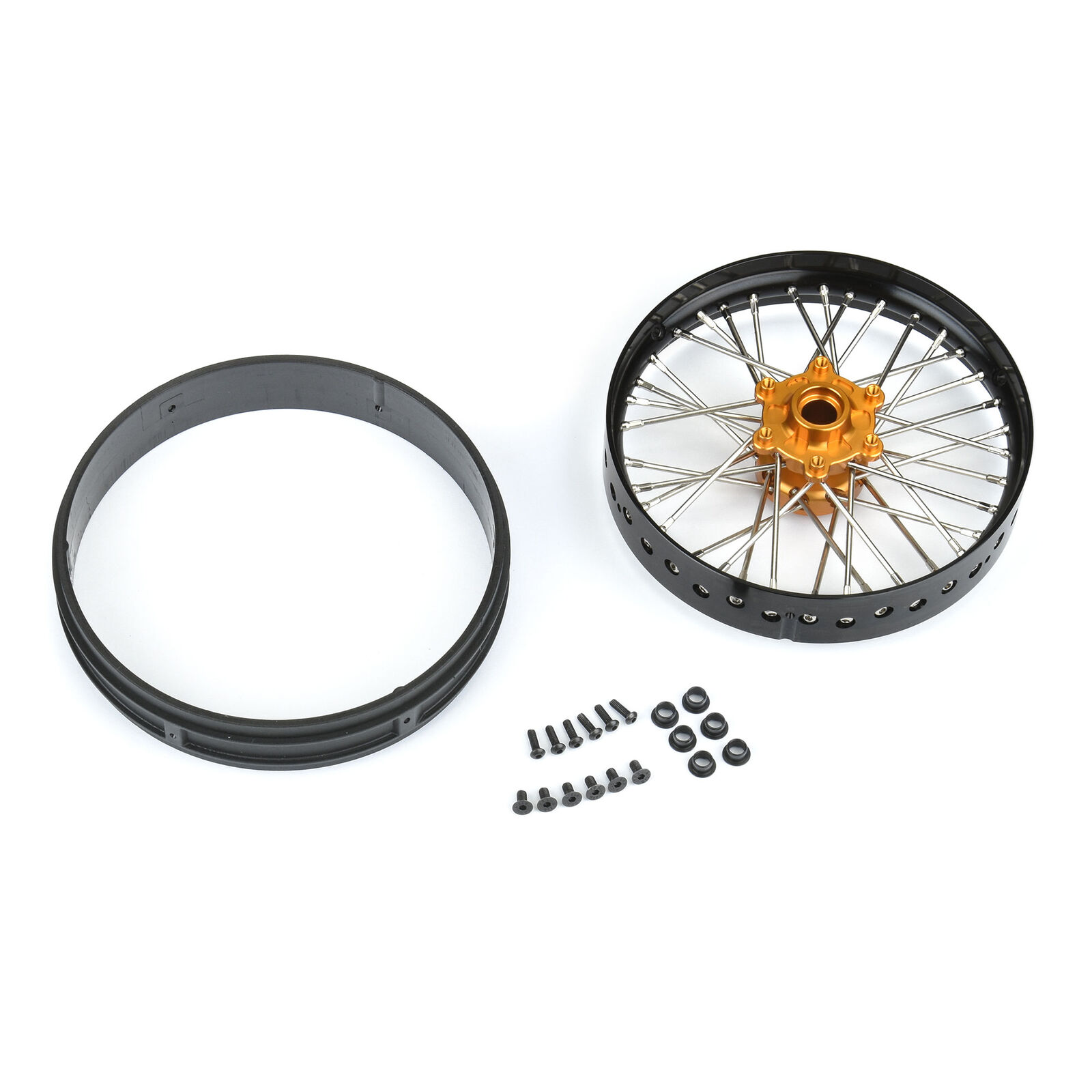Pro-Line Racing 1/4 Pro-Spec Aluminum V2 Bead Front Wheel Black/Gold (1 ...