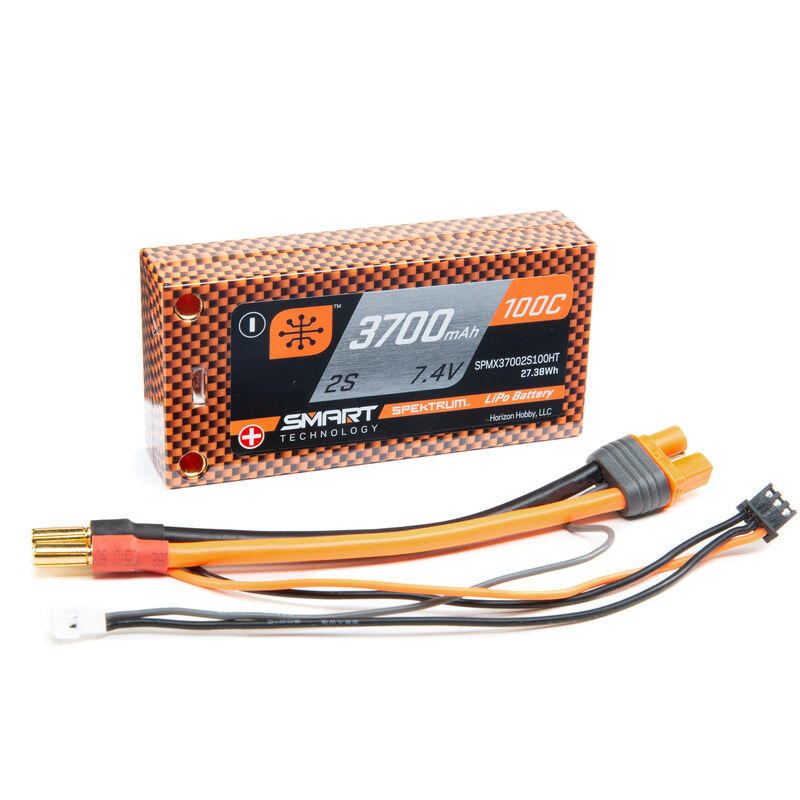 Spektrum Accessories 7.4V 3700mAh 2S 100C Race Shorty Hardcase Smart ...
