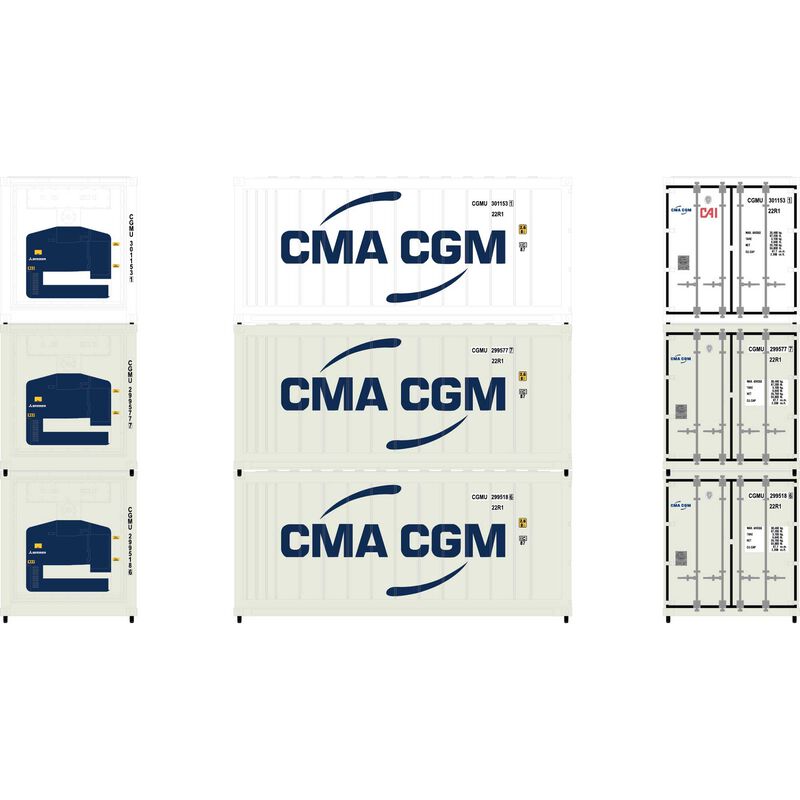 Athearn N 20' Reefer Container CMA CGM (3) | Horizon Hobby