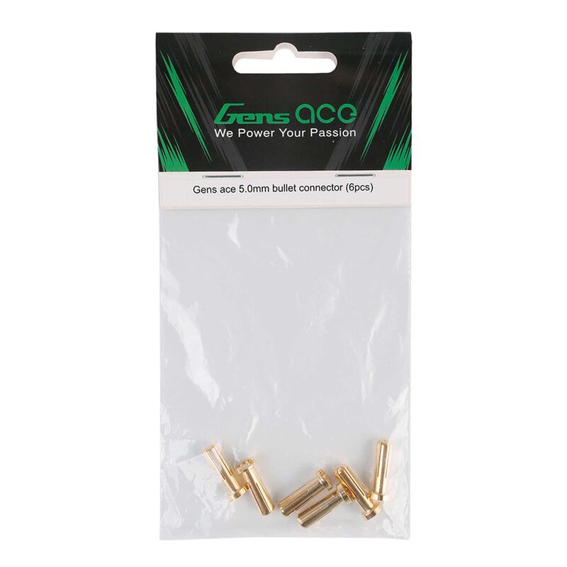 Gens ace 5.0mm Bullet Connector, Male, Flat (6) | Horizon Hobby